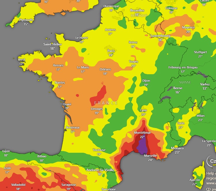 Jusqu’où ira l’alerte rouge ? Une carte révèle les zones où le feu pourrait frapper